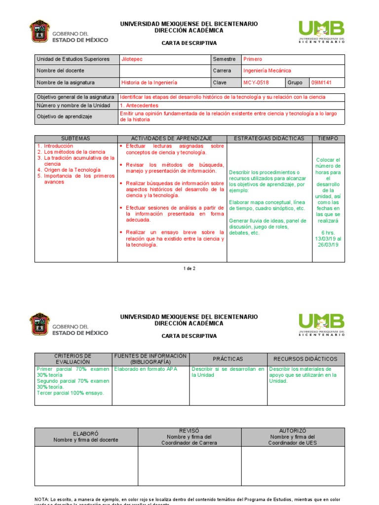 FORMATO DE CARTA DESCRIPTIVA (2) | PDF | Aprendizaje | Science