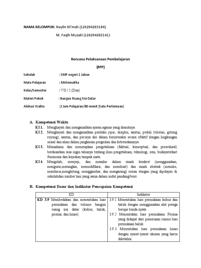 Kelompok 7 - RPP - Tugas Telaah | PDF