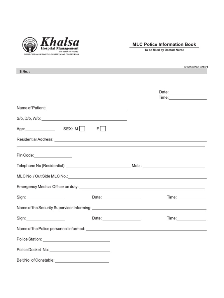 135 Police Information Form | PDF