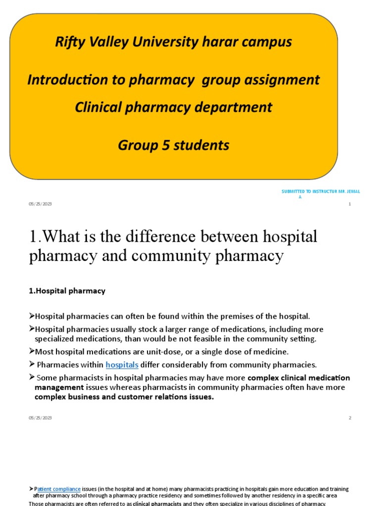 Group Assignment Intro To Pharma | PDF | Pharmacy | Prescription Drugs