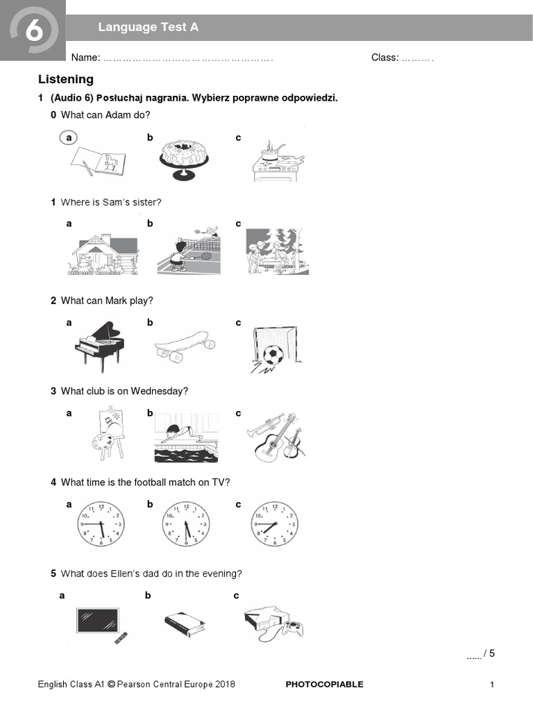 ECA1 - Tests - Language Test 6A - New2018 - 230522 - 000657 | PDF ...