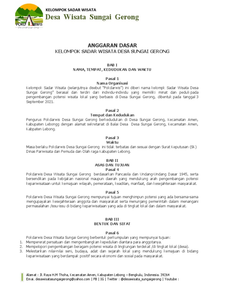 Draff Ad Art Pokdarwis Sungai Gerong | PDF