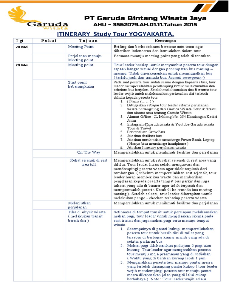 Sop Tour Leader Fix | PDF