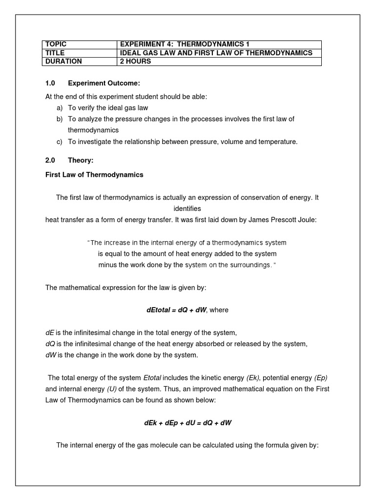 Labsheet 4 | Download Free PDF | Gases | Heat Labsheet 4 | Download Free PDF | Gases | Heat