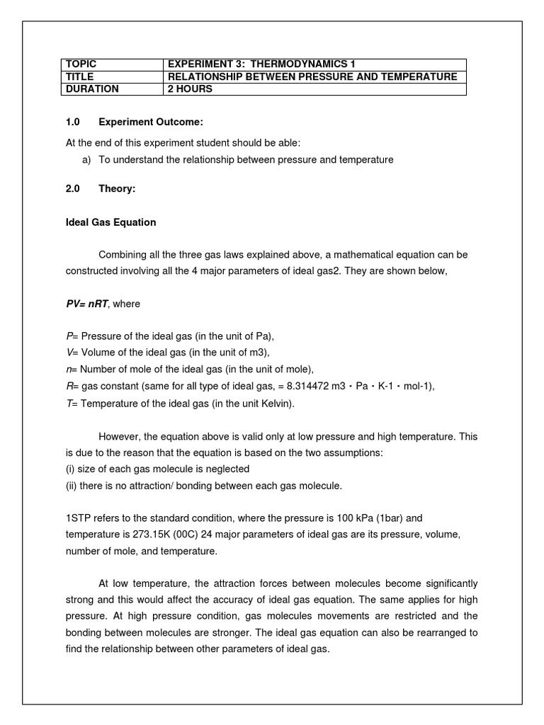 Labsheet 3 | PDF | Gases | Temperature