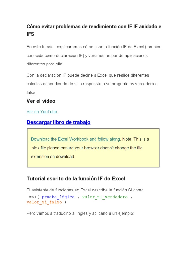 Uso de IF Anidados en Excel | PDF | Microsoft Excel | Informática