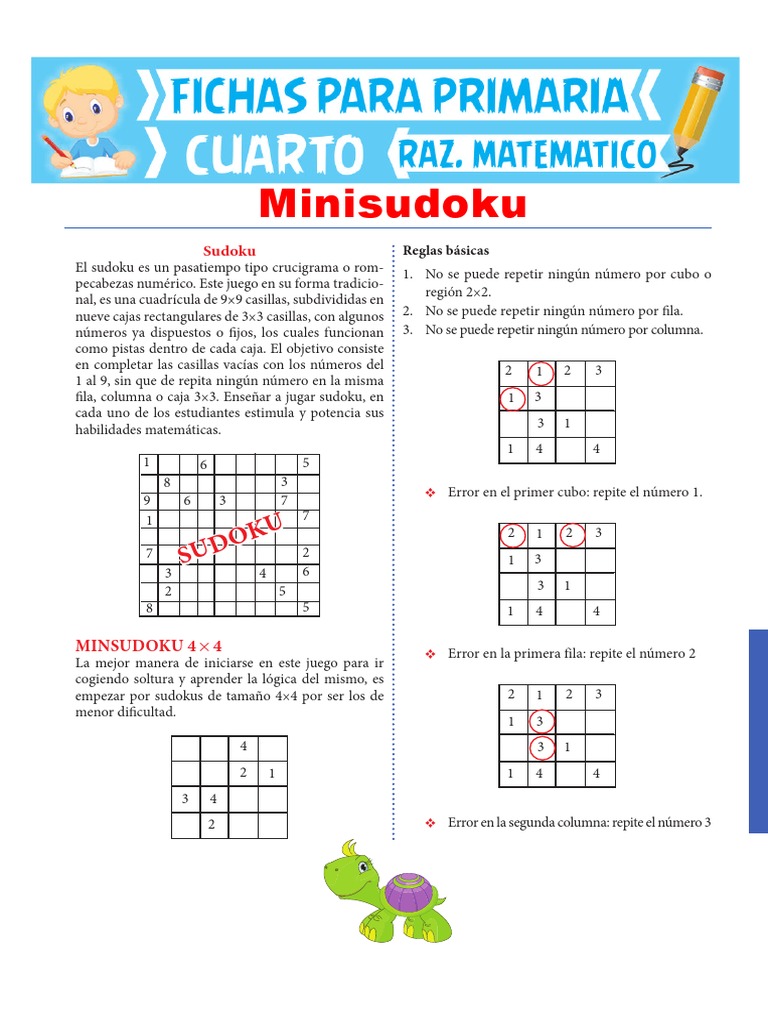 Reglas Básicas Del Minisudoku Para Cuarto de Primaria | PDF | Matemáticas