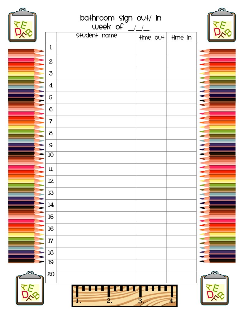 Bathroom Sign Out Log Sheet | PDF