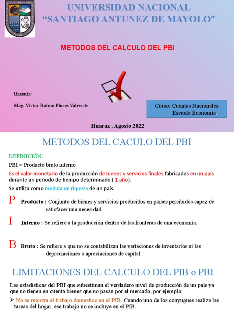 Clase #5 C. N. METODOS Del CALCULO Del PBI | PDF | Producto Interno ...