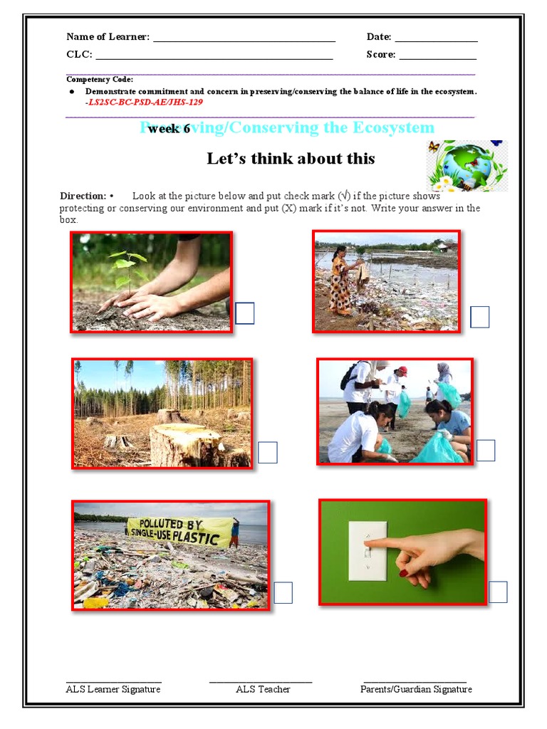 Week 6-LS2 Science (Preserved-Conserved Ecosystem) - Worksheets | PDF ...