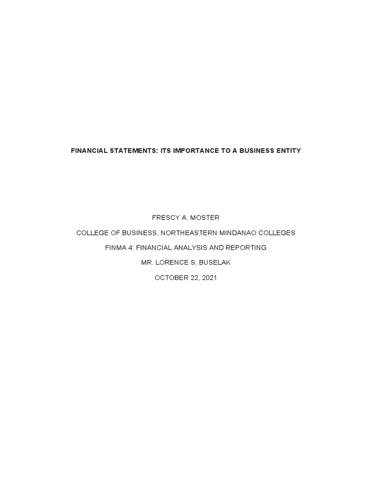 Finma 4 Prelim Research | PDF | Balance Sheet | Financial Statement