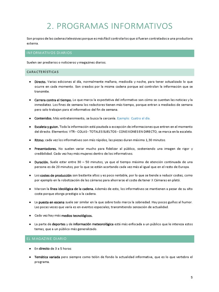 Programas Informativos | PDF | Cuestionario