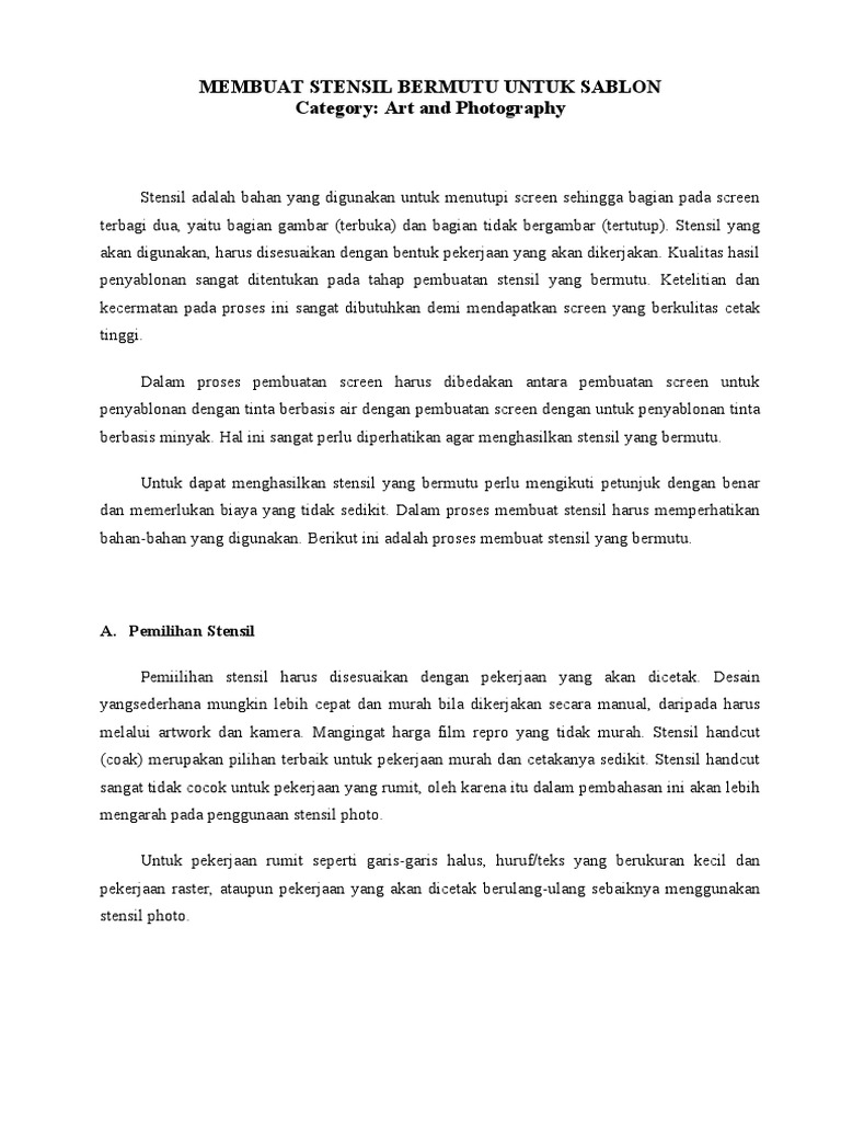 Proses Pembuatan Stensil Berkualitas | PDF | Teknologi & Rekayasa
