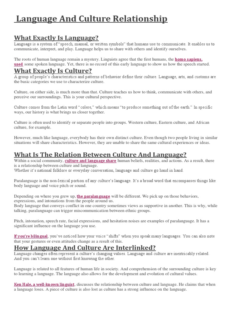Language and Culture | PDF | Linguistics | Body Language