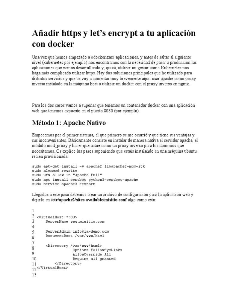Añadir Https y Let's Encrypt A Tu Aplicación Con Docker | Descargar gratis PDF | Servidor proxy ...