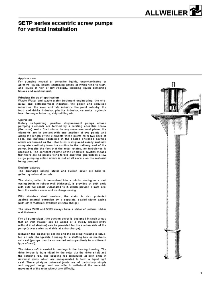 Allweiler SETP | PDF | Pump | Bearing (Mechanical)