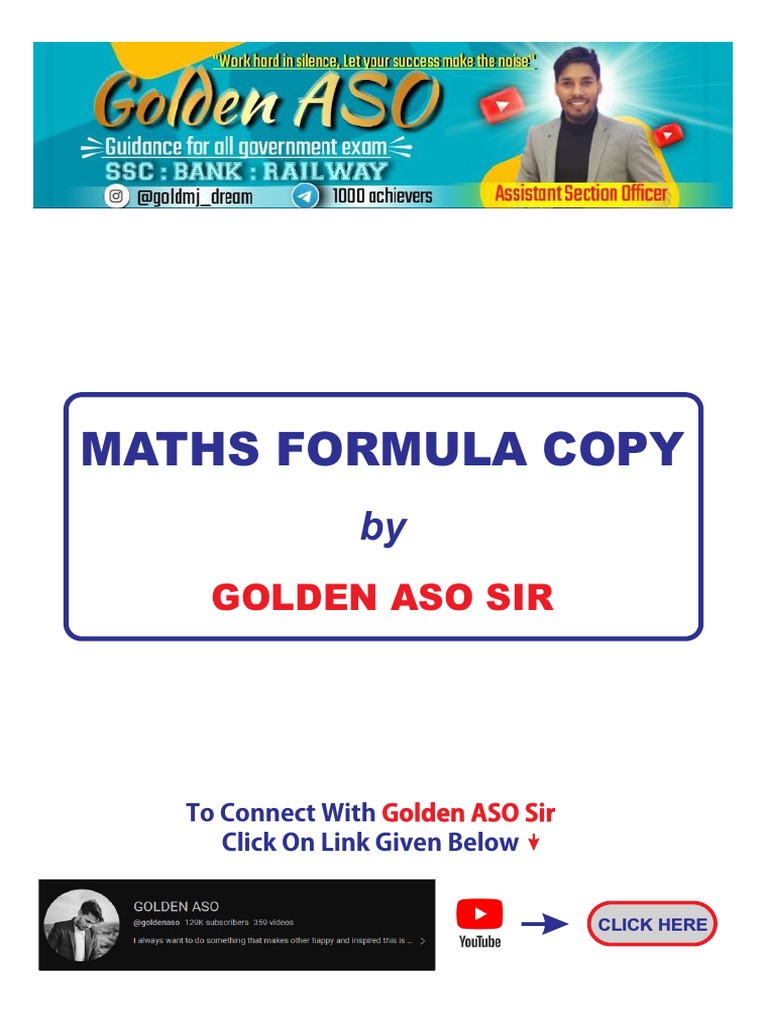 Maths Formula Copy (GOLDEN ASO) | PDF