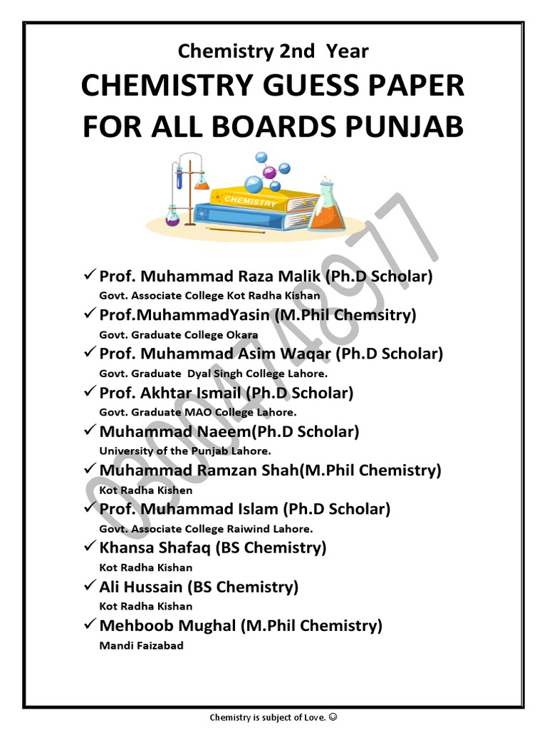 2nd Year Chemistry Guess Paper 2025 | PDF | Wellness | Science ...