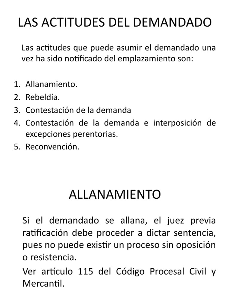 Actitudes Del Demandado Presentación | PDF | Demanda judicial | Justicia