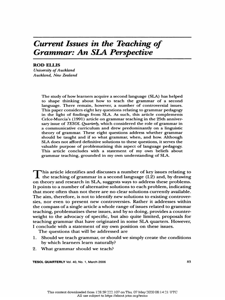 Rod Ellis (Grammar) | PDF | Second Language | Learning