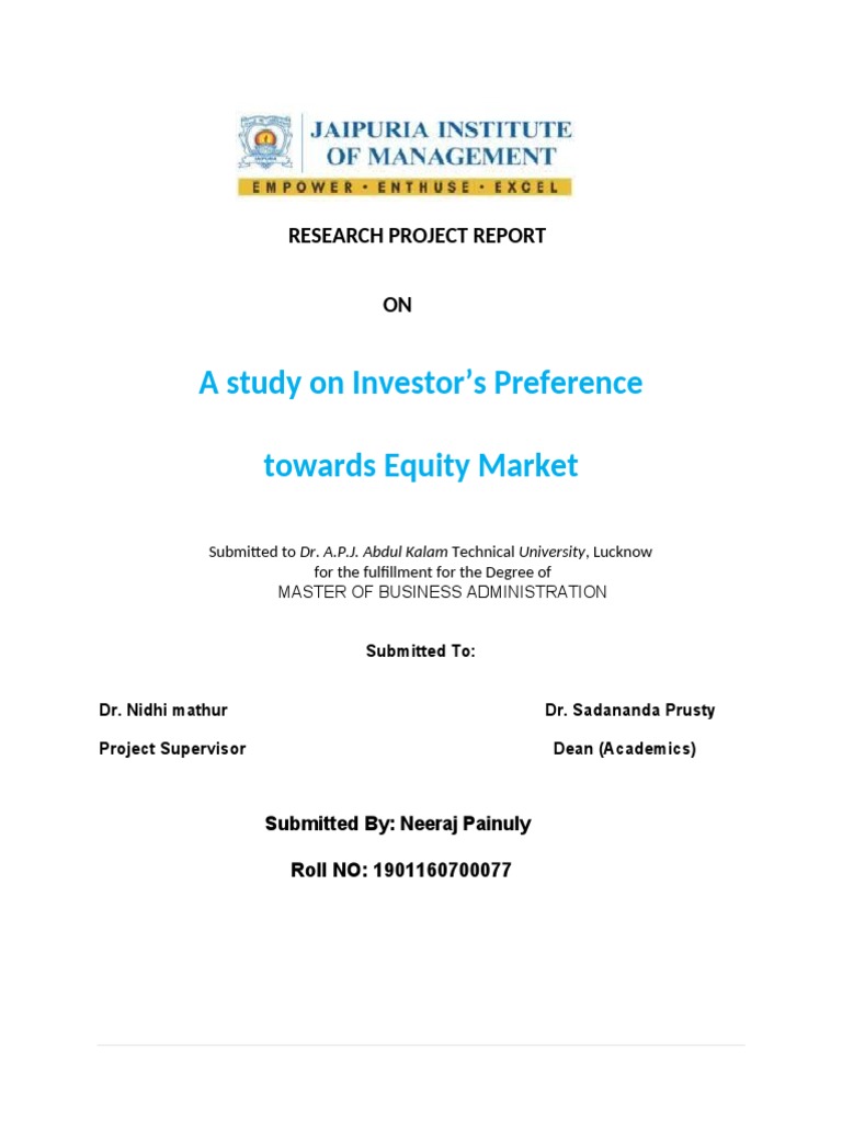 Investors Preference Towards Equity Market. | PDF | Financial Markets ...