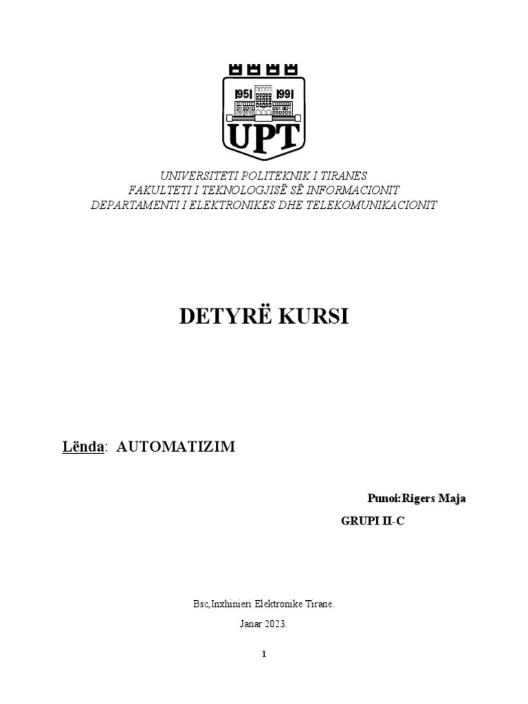 Detyre Kursi Automatizim | PDF