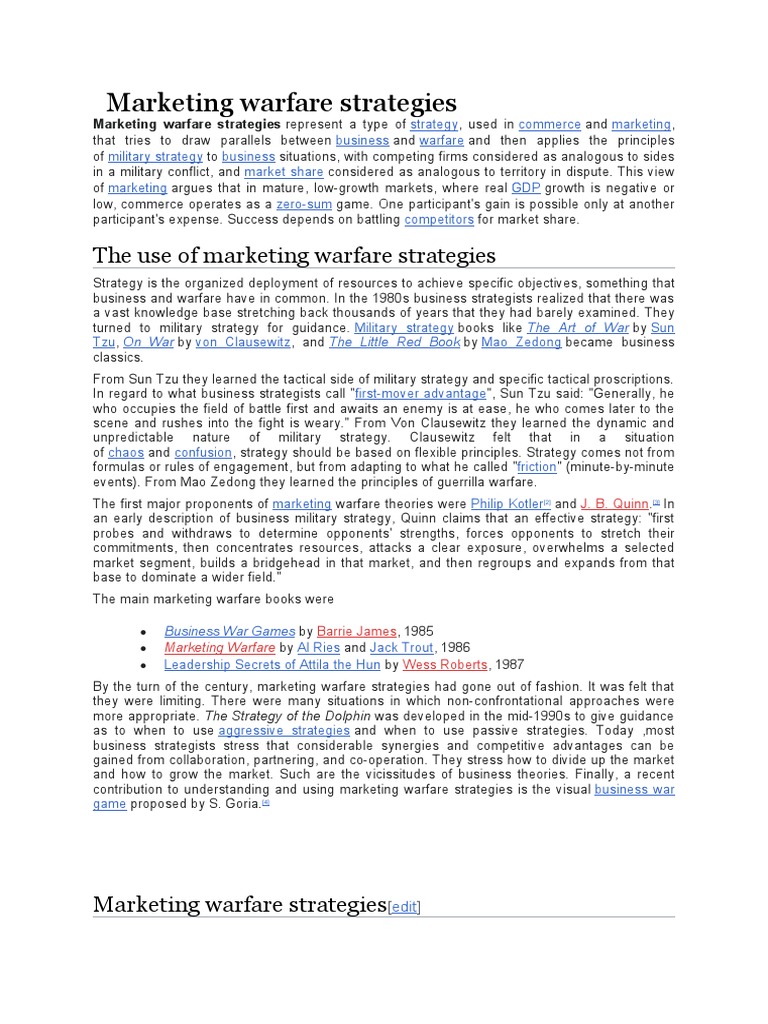 The Use of Marketing Warfare Strategies | Download Free PDF | Marketing ...