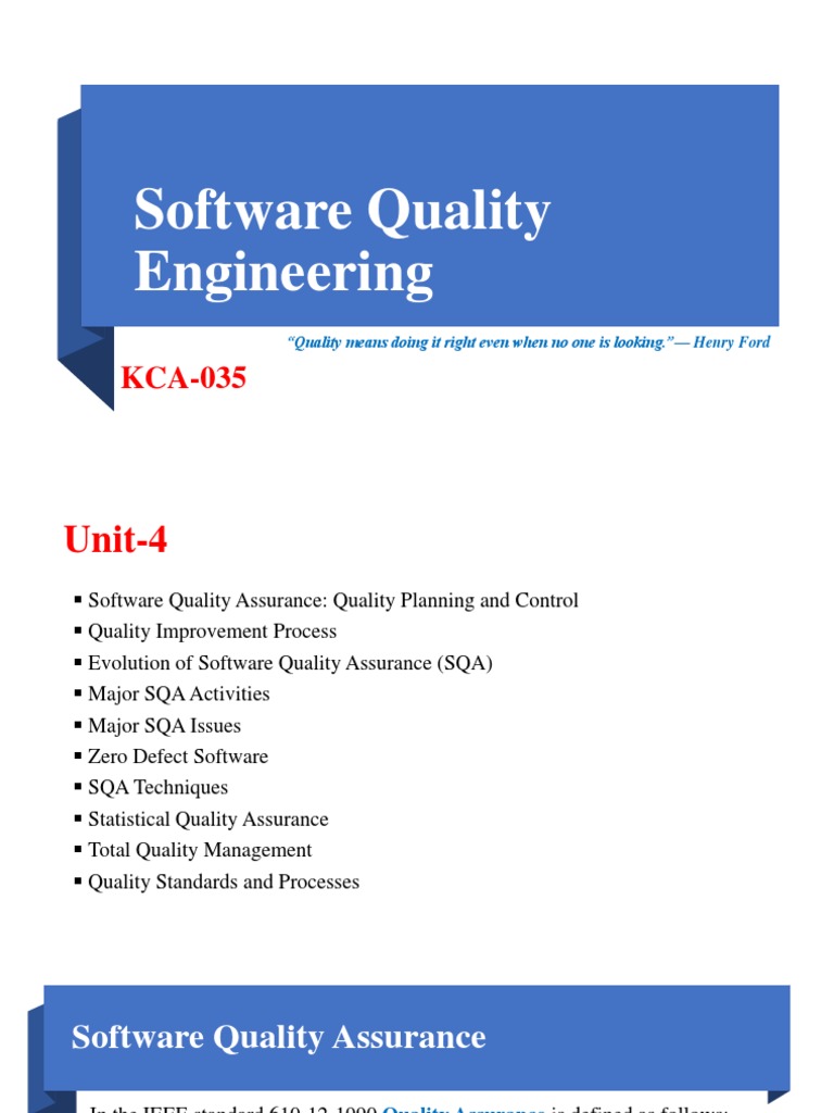 Software Quality Engineering - Unit 4 | Download Free PDF | Quality ...