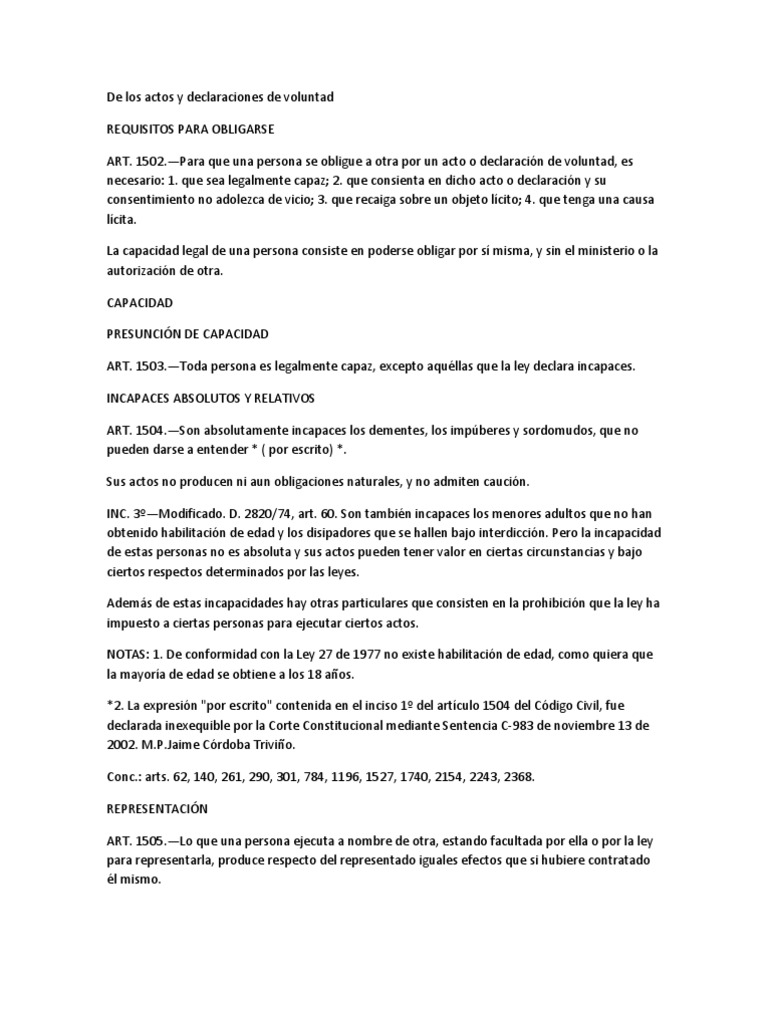 Definición de Persona Capaz Código Civil | PDF | Ley de obligaciones ...