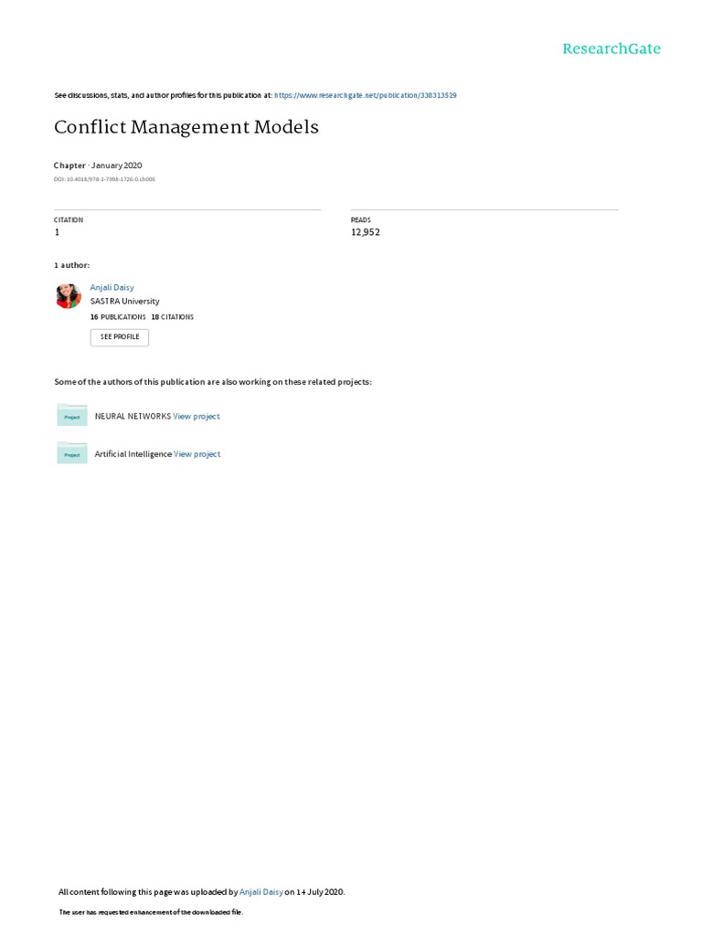 Conflict Management Models | PDF | Negotiation | Mediation
