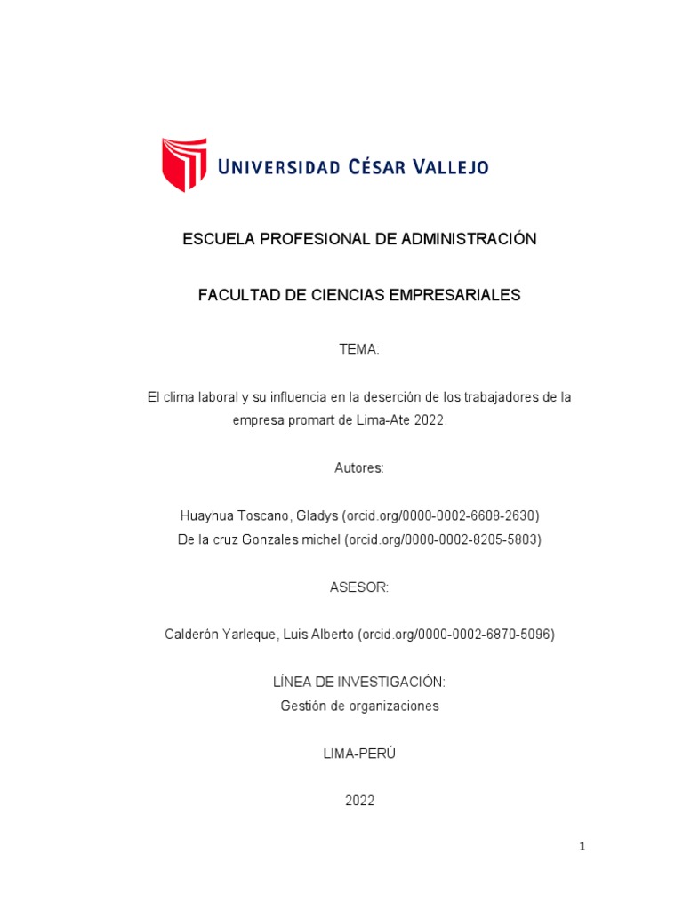 Clima Laboral y Deserción en Promart 2022 | PDF | Liderazgo | Motivación