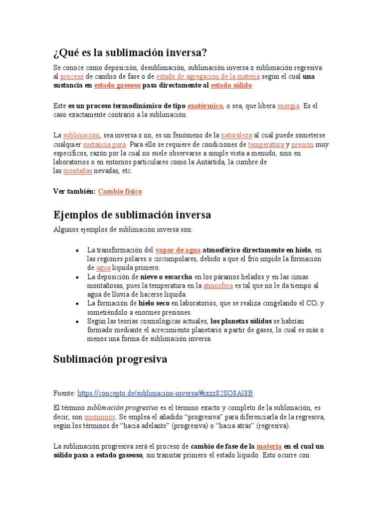 Qué Es La Sublimación Inversa | PDF | Gases | Vapor de agua