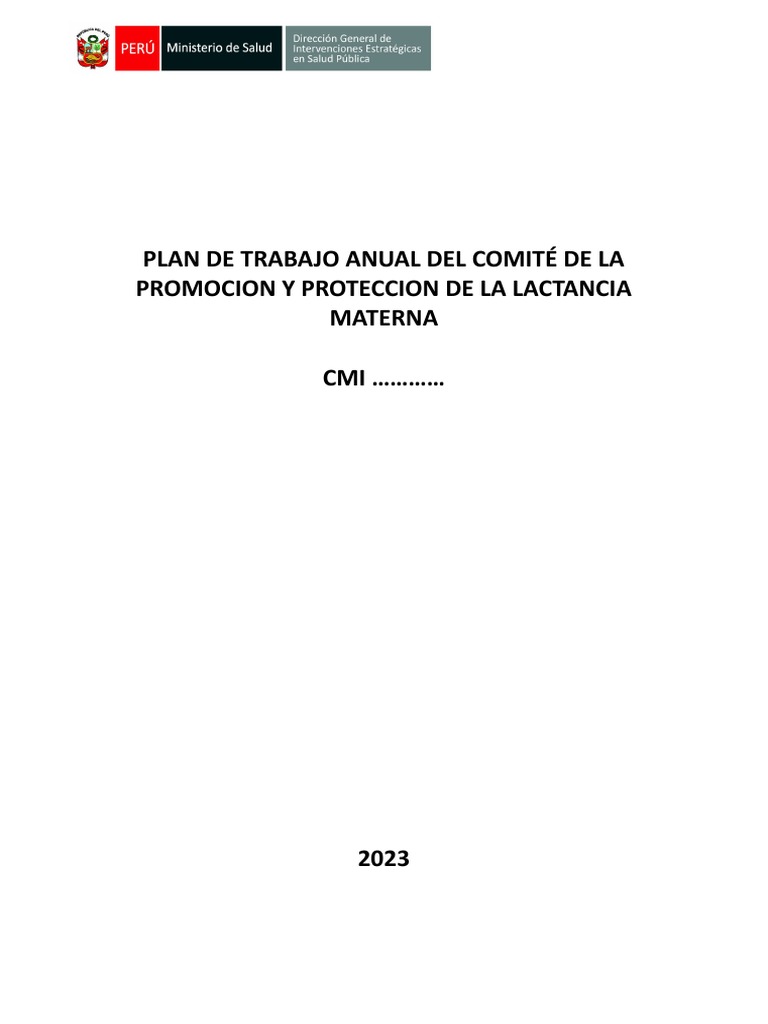 Plan de Trabajo LM - Cmi - 2023 | PDF | Amamantamiento | Maternidad