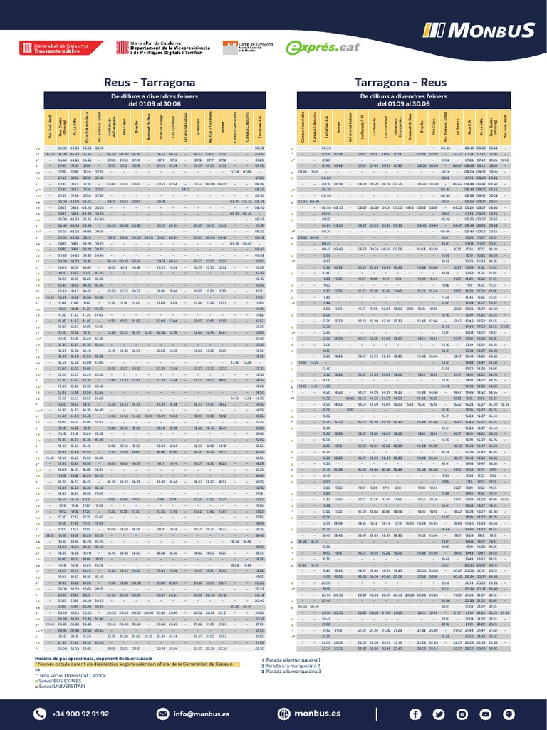 Autobus Reus Tarragona Monbus | PDF