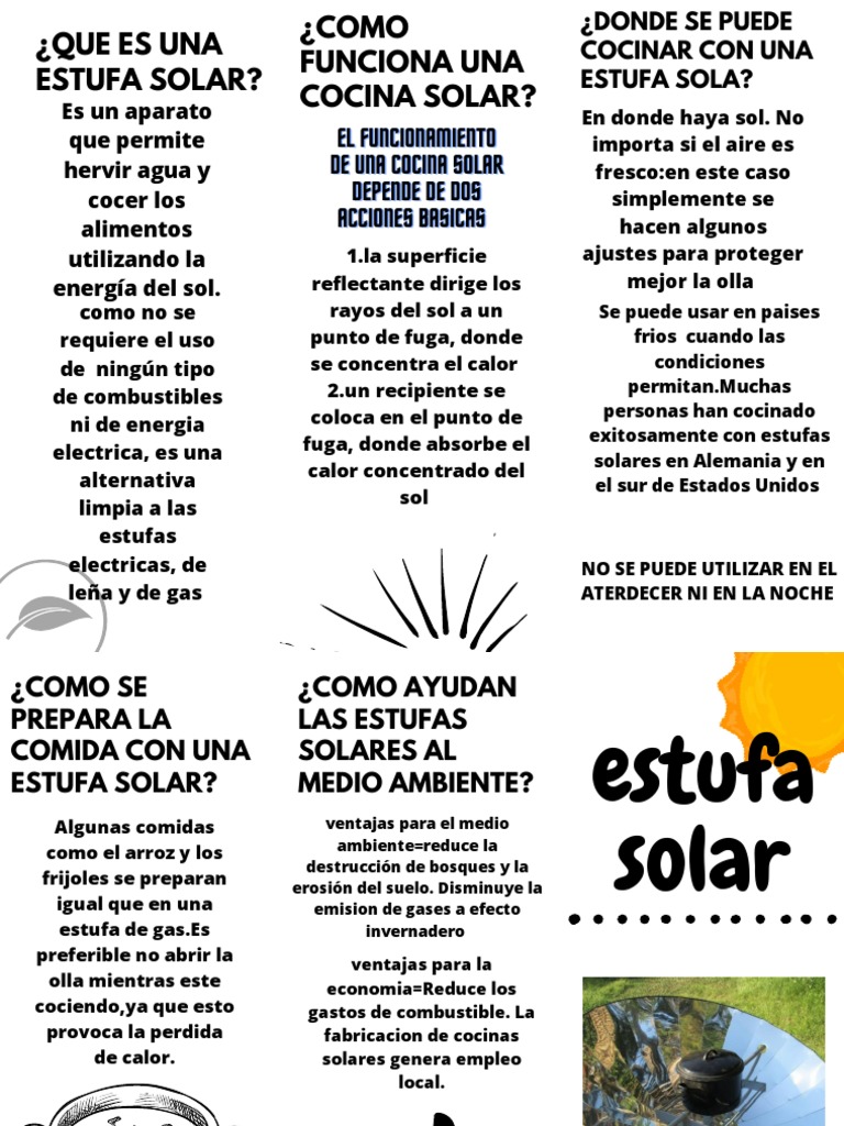 Ventajas y funcionamiento de estufas solares | PDF | Estufa de cocina ...