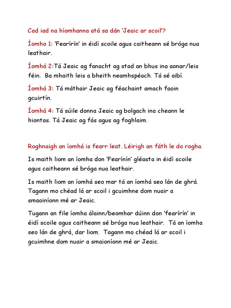 Gaeilge - Nótaí | PDF