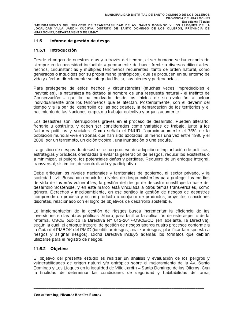 11 5 1 Informe De Riesgos Sto Dom Y Lloq Pdf Riesgo Temblores
