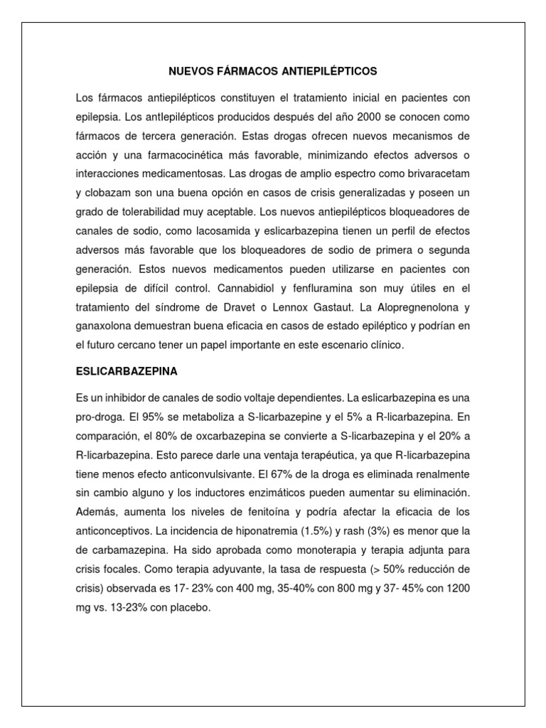 NUEVOS FÁRMACOS ANTIEPILÉPTICOS | PDF | Epilepsia | Medicina