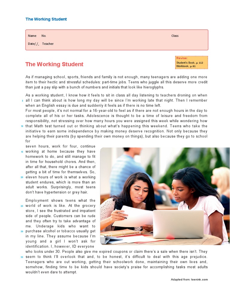 Enga11 Reading Worksheet4 | PDF | Adolescence | Homework