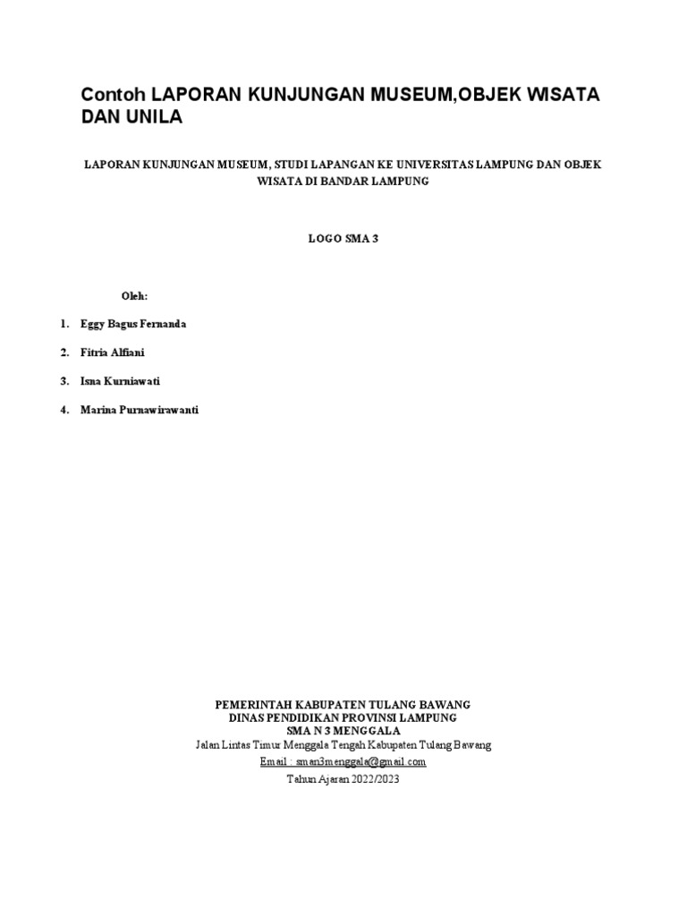 Contoh LAPORAN KUNJUNGAN MUSEUM | PDF