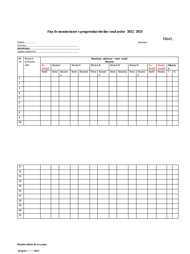Fisa de Monitorizare | PDF