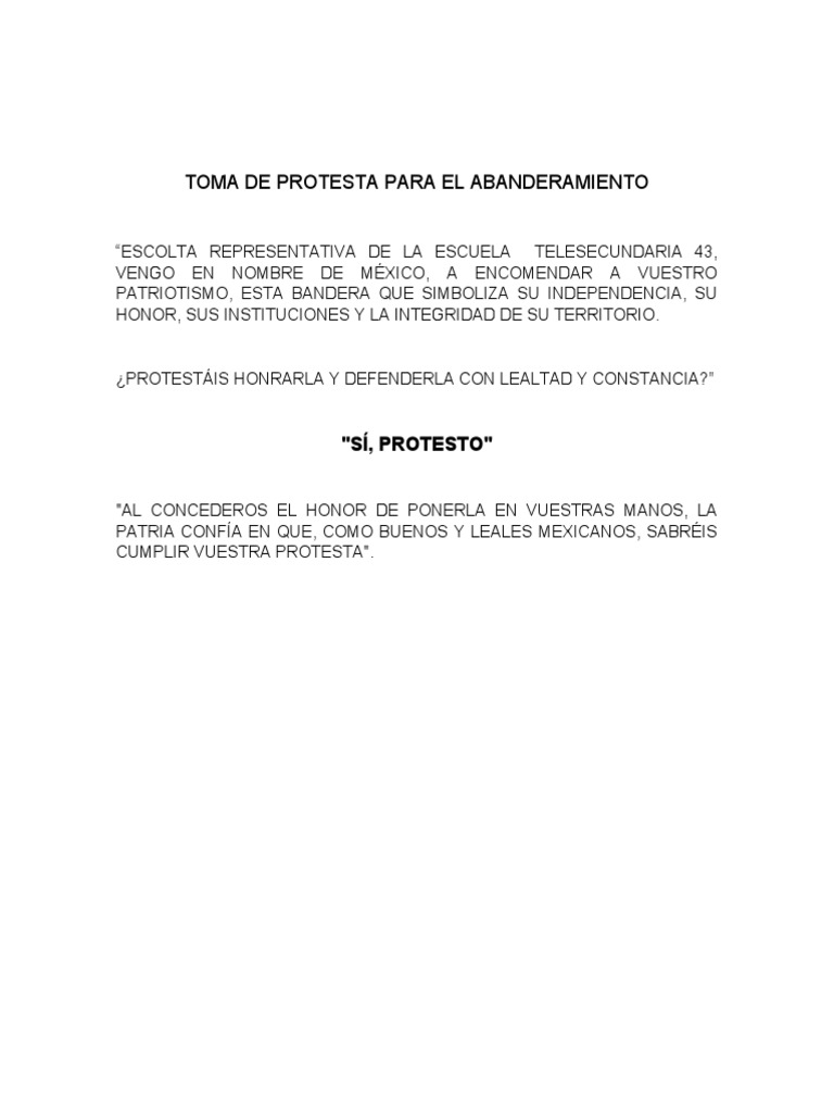Toma de Protesta para El Abanderamiento | PDF | Ciencias sociales