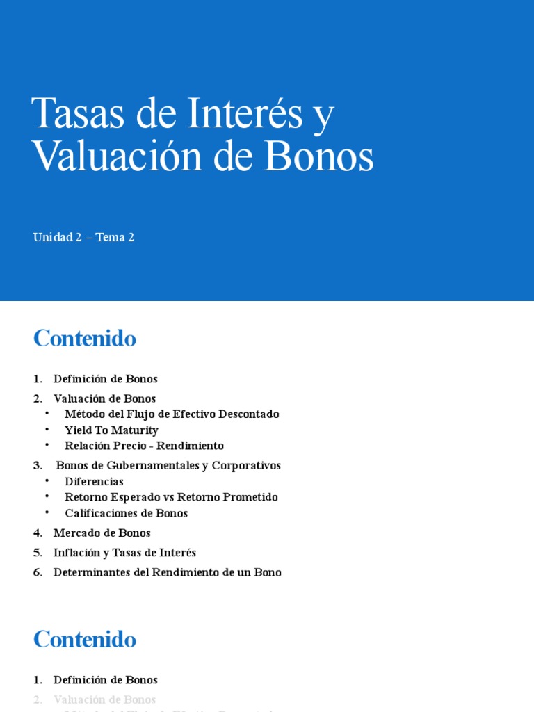 Tema 2 - Tasas de Interés y Valuación de Bonos | PDF | Bonos corporativos | Calificación ...
