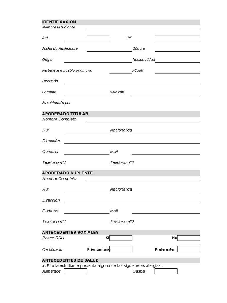 Formato Ficha de Matrícula | PDF | Autosuperación | Estilo de vida