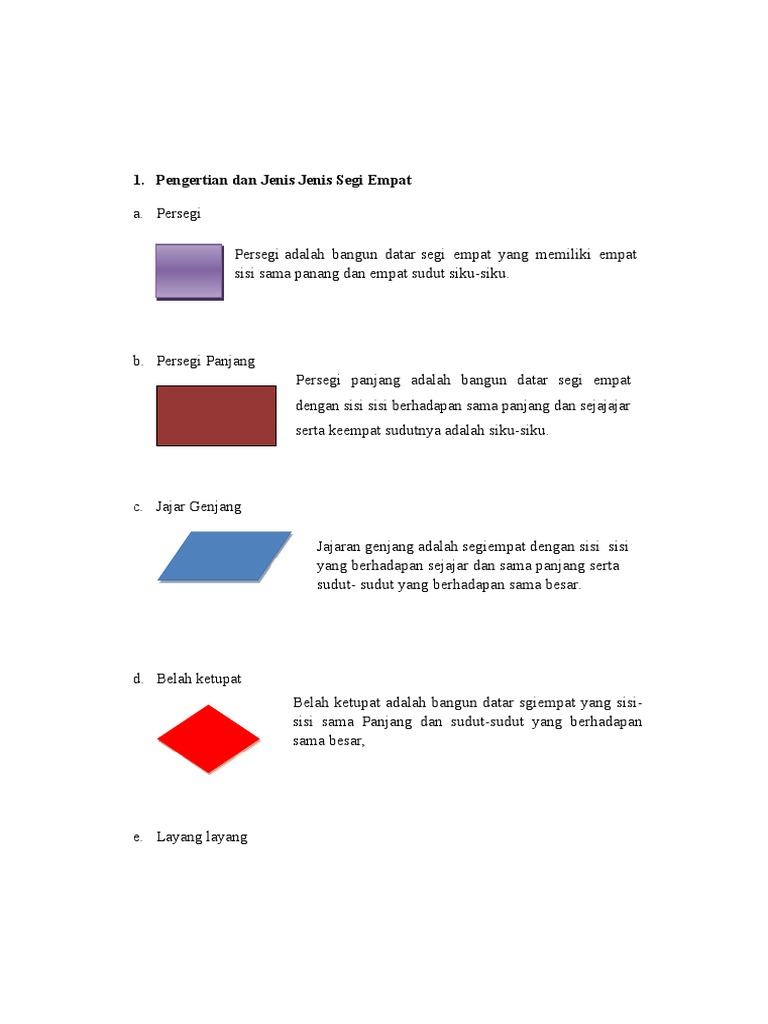 Pengertian Dan Jenis Jenis Segi Empat | PDF