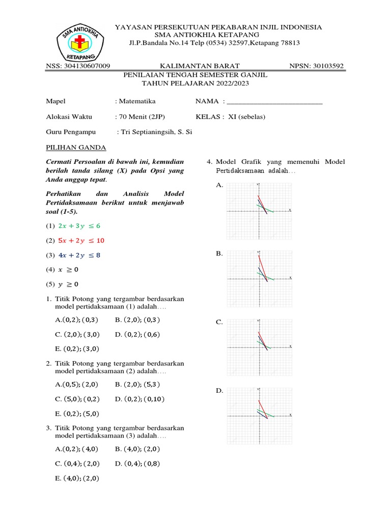 Soal Mid Genap MTK Xi | PDF