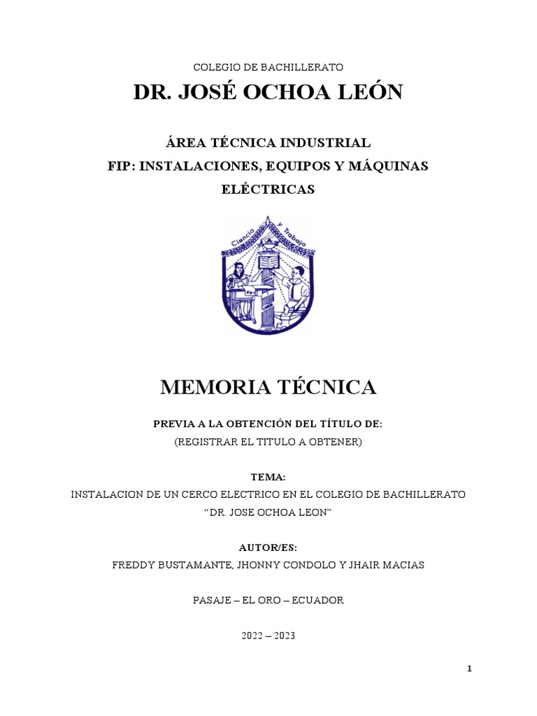 Freddy Bustamante - Proyecto de Grado 3 Instalaciones 2023 | PDF ...