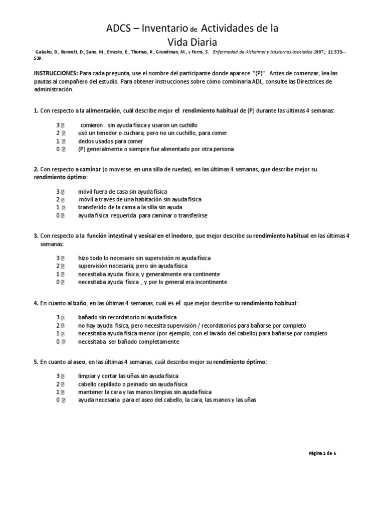ADCS - ADL en Español | PDF | Alimentos | Residuos