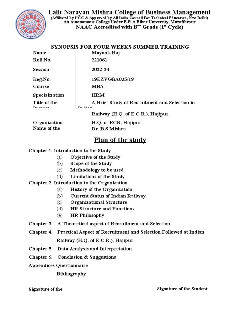 Synopsis - Mayank Raj | PDF | Career & Growth | Computers