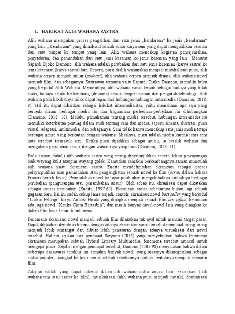 Hakikat Alih Wahana Sastra | PDF